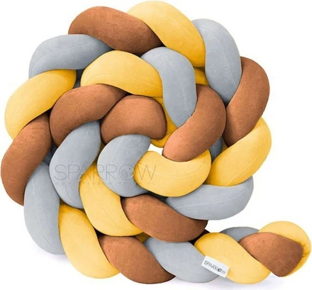 Sparrow Velvet Πάντα Κούνιας Πλεξούδα Mustard/Cinnamon/Classic Grey ...