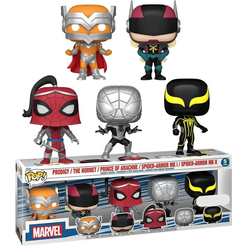 Funko Pop! Marvel 5-Pack Prodigy, The Hornet, Prince Of Arachne, Spider ...