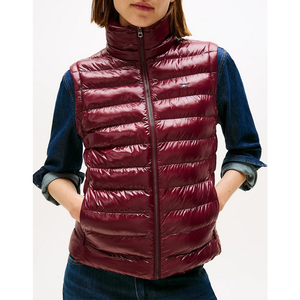 Tommy Hilfiger Αμάνικο Γυναικείο Μπουφάν Puffer Μακρύ Μπορντό ...