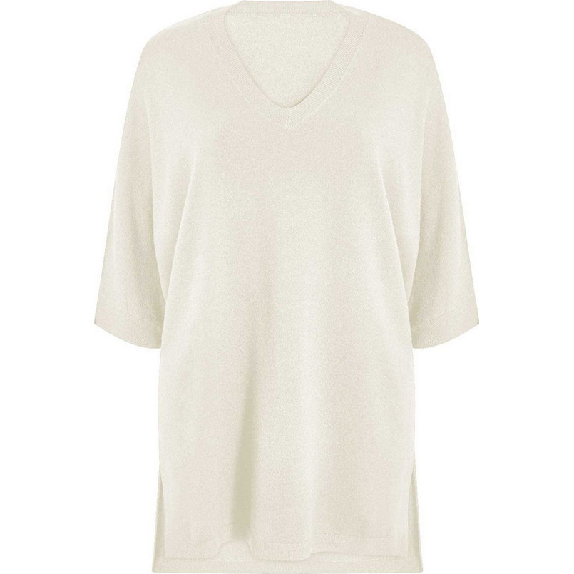 Celestino Γυναικεία Πλεκτή Μπλούζα με V Λαιμόκοψη Oversized Εκρού ...