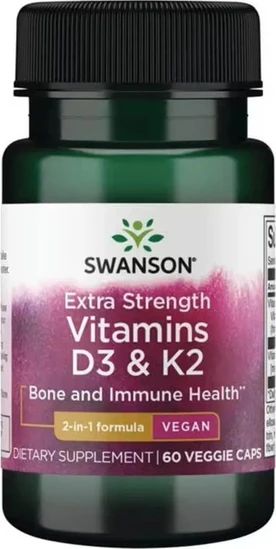 Swanson Extra Strength Vitamins D3 & K2 60 Κάψουλες | BestPrice.gr