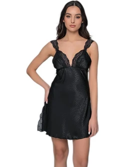 Milena By Paris Γυναικείο Νυχτικό Καλοκαιρινό Μαύρο 3455 | BestPrice.gr