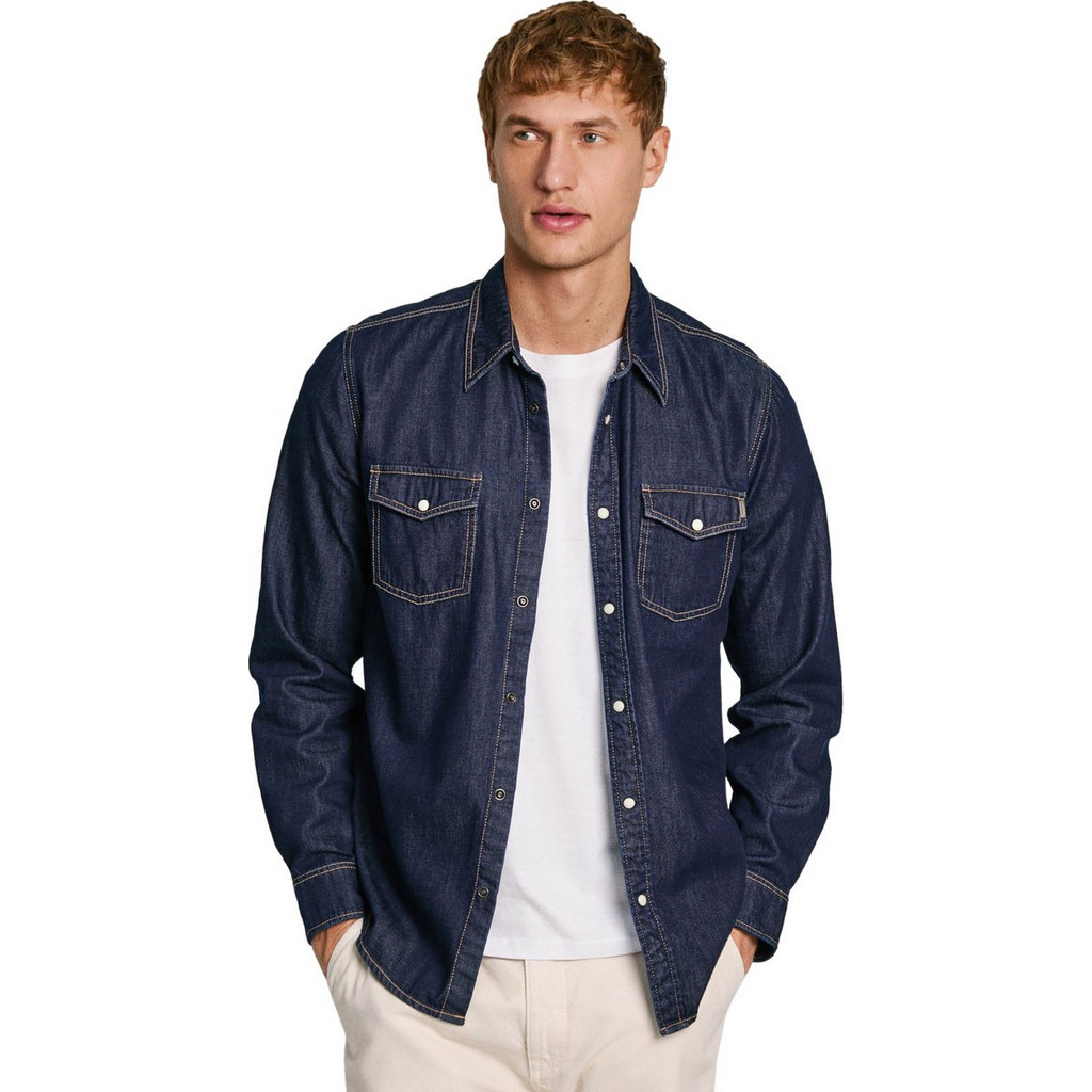 Pepe Jeans Ανδρικό Πουκάμισο Τζιν Μακρυμάνικο Κανονική Γραμμή Overshirt ...