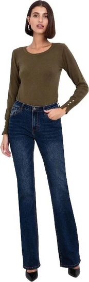 Toi & Moi Ψηλόμεσο Γυναικείο Τζιν Παντελόνι Bootcut Εφαρμογή Navy Μπλε ...