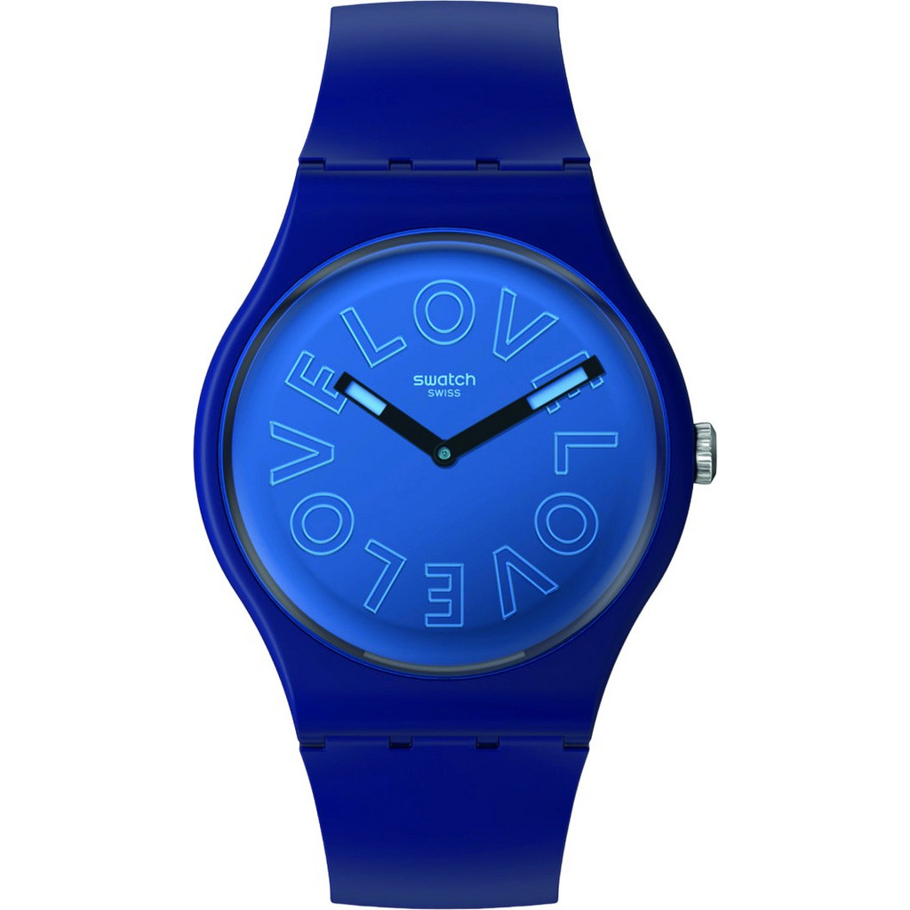 Swatch Love Γυναικείο Ρολόι με Μπλε Καουτσούκ Λουράκι SO29N107 ...
