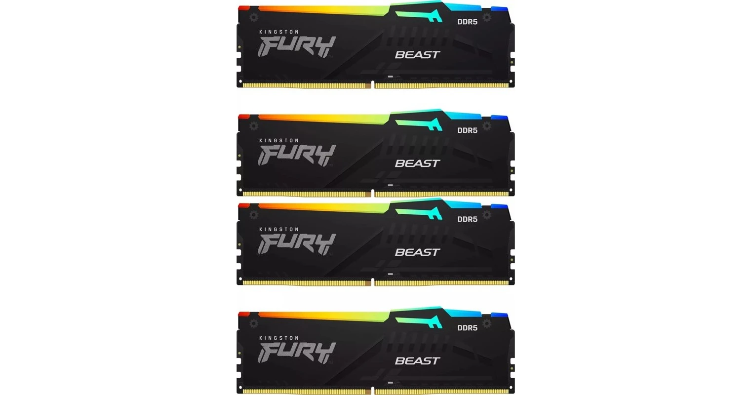 Kingston Fury Beast RGB 128GB (4X32GB) DDR5 RAM 5200MHz C40 Black | BestPrice.gr