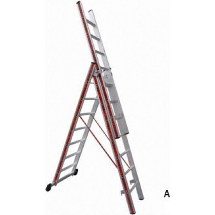 Profal Τριπλή Σκάλα Αλουμινίου Επεκτεινόμενη 3x12 Σκαλοπάτια 800312 ...
