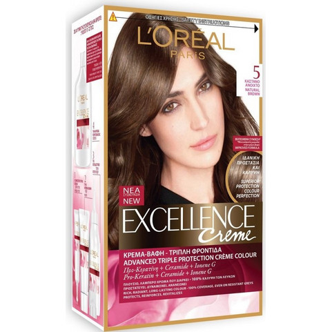 L'Oreal Paris Excellence Creme 5 Καστανό Ανοιχτό Μόνιμη Βαφή Μαλλιών ...