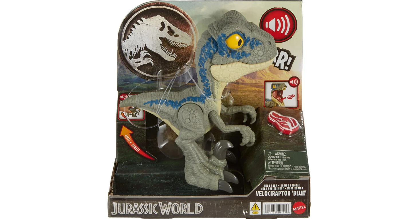 Mattel Jurassic World Mega Roar Velociraptor Blue | BestPrice.gr
