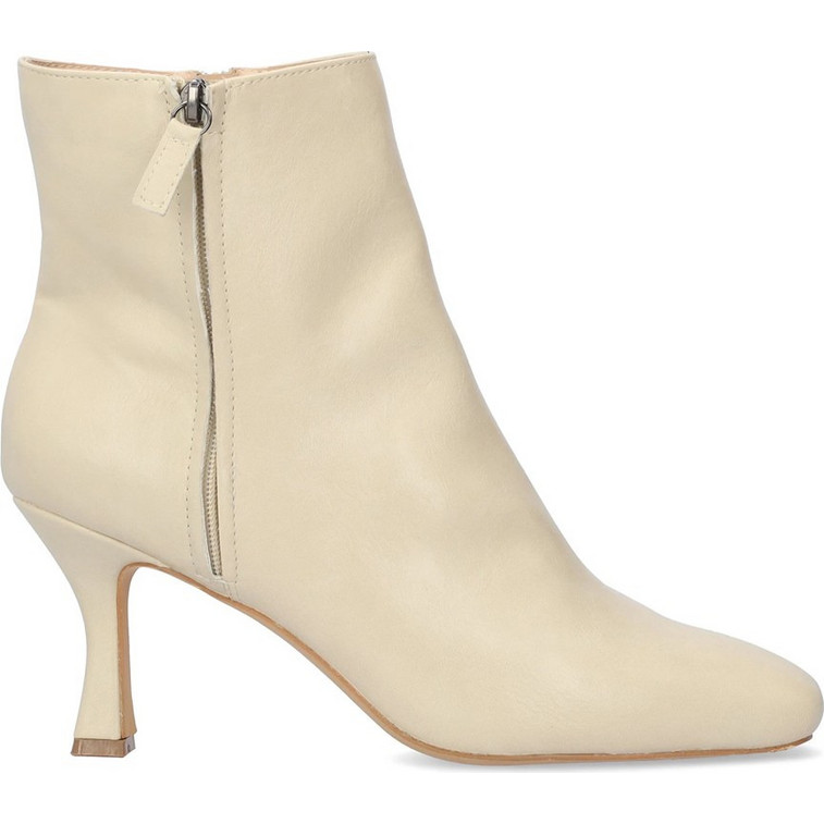 Andres Machado Γυναικεία Μποτάκια Αστραγάλου Δερμάτινα Εκρού με Λεπτό ...