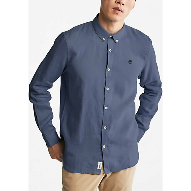 Timberland Ανδρικό Πουκάμισο Λινό Μακρυμάνικο Slim Fit Navy Μπλε ...