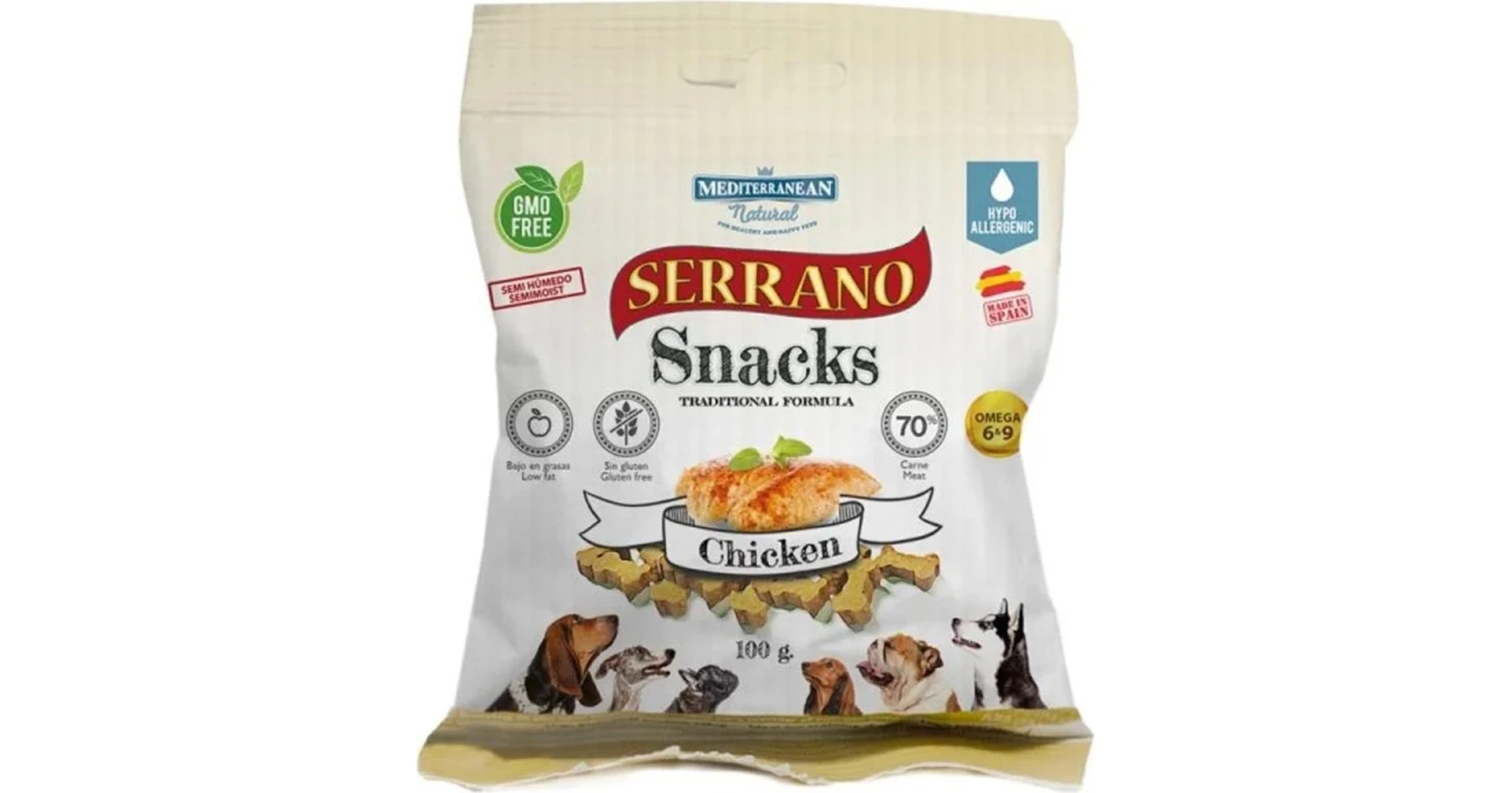 Mediterranean Natural Serrano Snacks Grain Free Chicken 100gr ...