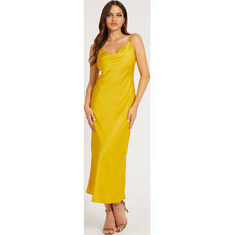 Guess Akilina Midi Καλοκαιρινό Βραδινό Φόρεμα Σατέν Κίτρινο W2BK85WEX62 ...