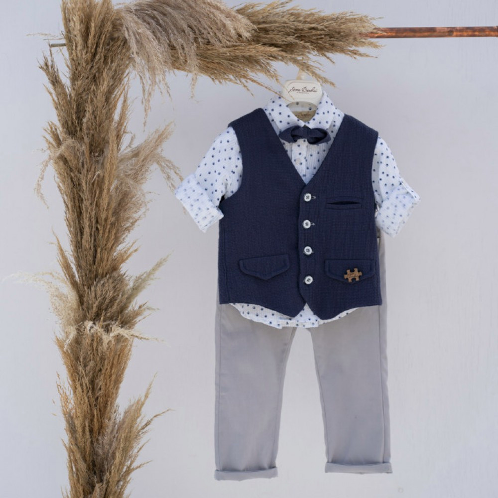 Stova Bambini Βαπτιστικό Κοστούμι με Παντελόνι Πουκάμισο & Γιλέκο 6τμχ ...