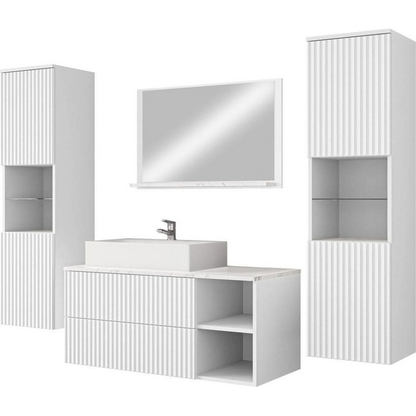 PoliHome Σετ Έπιπλο Mπάνιου Νιπτήρα , Καθρέπτη & 2 Στήλες Kertos Ryfle ...