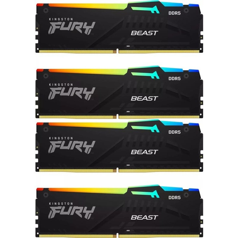 Kingston Fury Beast RGB 64GB (4X16GB) DDR5 RAM 5600MHz C40 Black | BestPrice.gr
