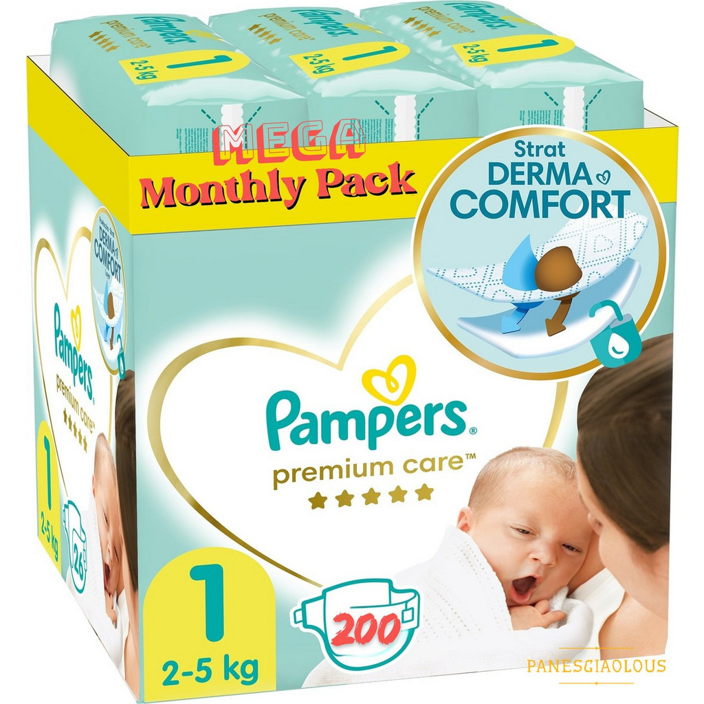 Pampers Premium Care Monthly Pack Πάνες No1 2-5kg 200τμχ | BestPrice.gr