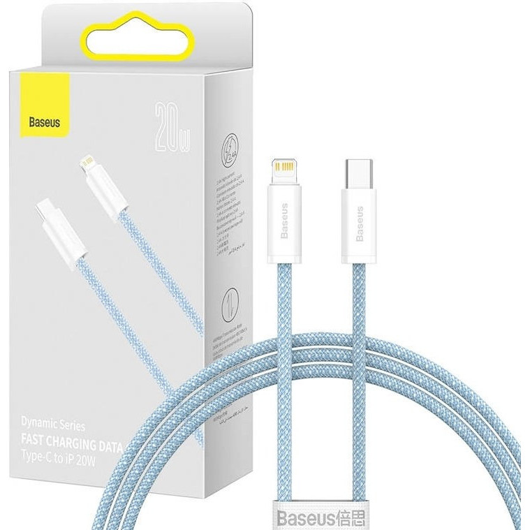 Baseus Dynamic Braided USB-C to Lightning Cable 20W 1m Light Blue ...