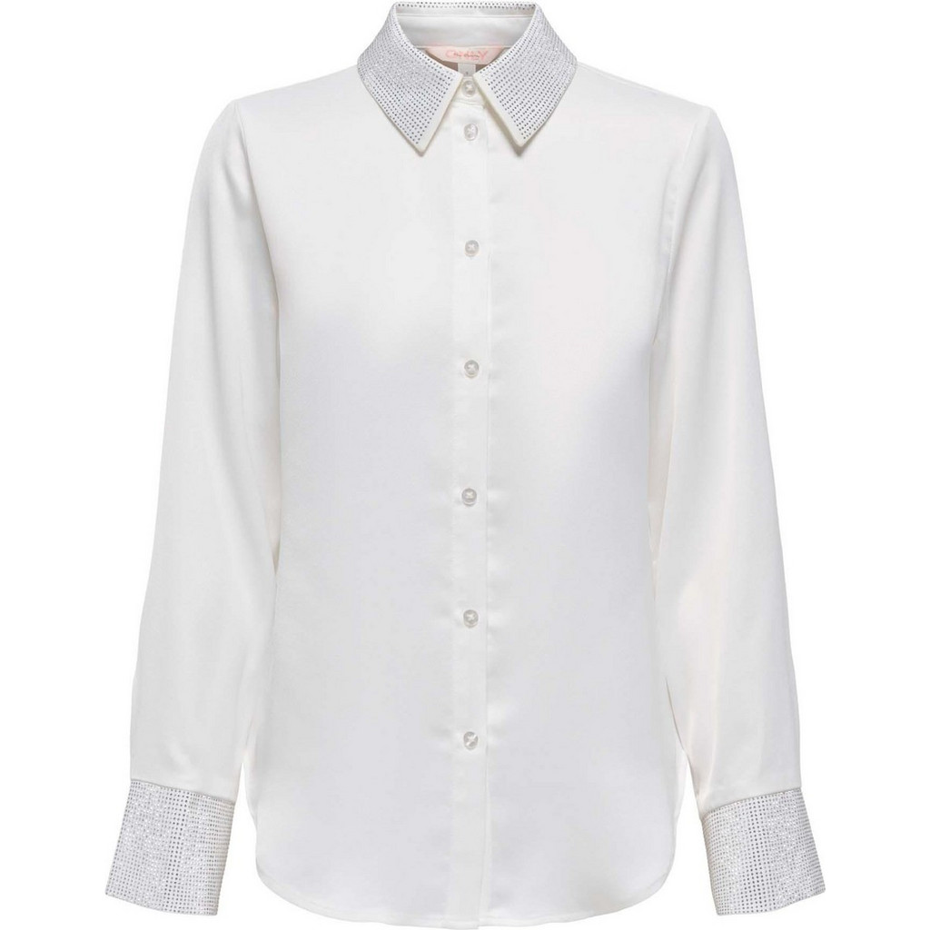 Only Μακρυμάνικο Γυναικείο Πουκάμισο Σατέν Mονόχρωμο Λευκό 15336209 ...