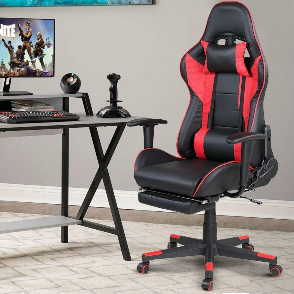 Bakaji Καρέκλα Gaming Δερματίνης με Ρυθμιζόμενα Μπράτσα Μαύρη Κόκκινη ...