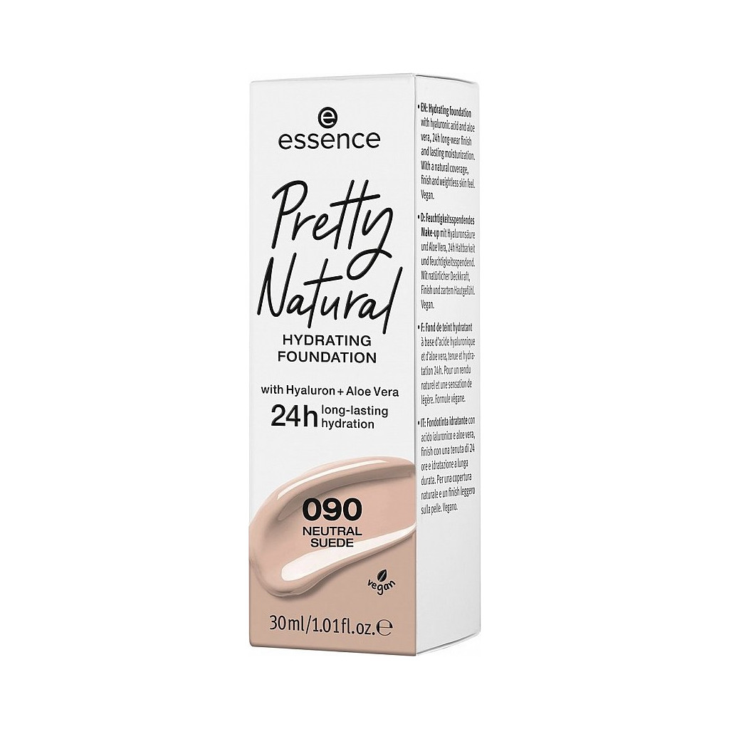 Essence Pretty Natural Hydrating 090 Neutral Suede Liquid Foundation ...