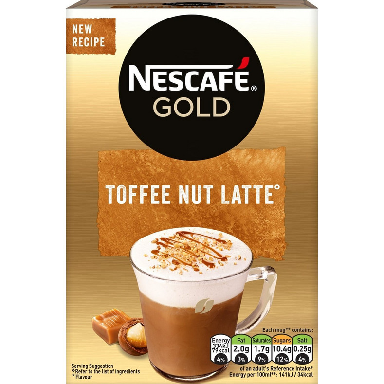 Nescafe Gold Toffee Nut Latte Στιγμιαίος Καφές με Άρωμα Toffee Nut 8 ...