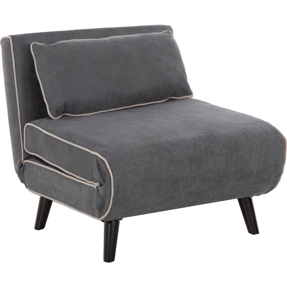 HomeMarkt Πολυθρόνα Κρεβάτι Ανακλινόμενη Βελούδινη Γκρι Braxton HM8425 ...