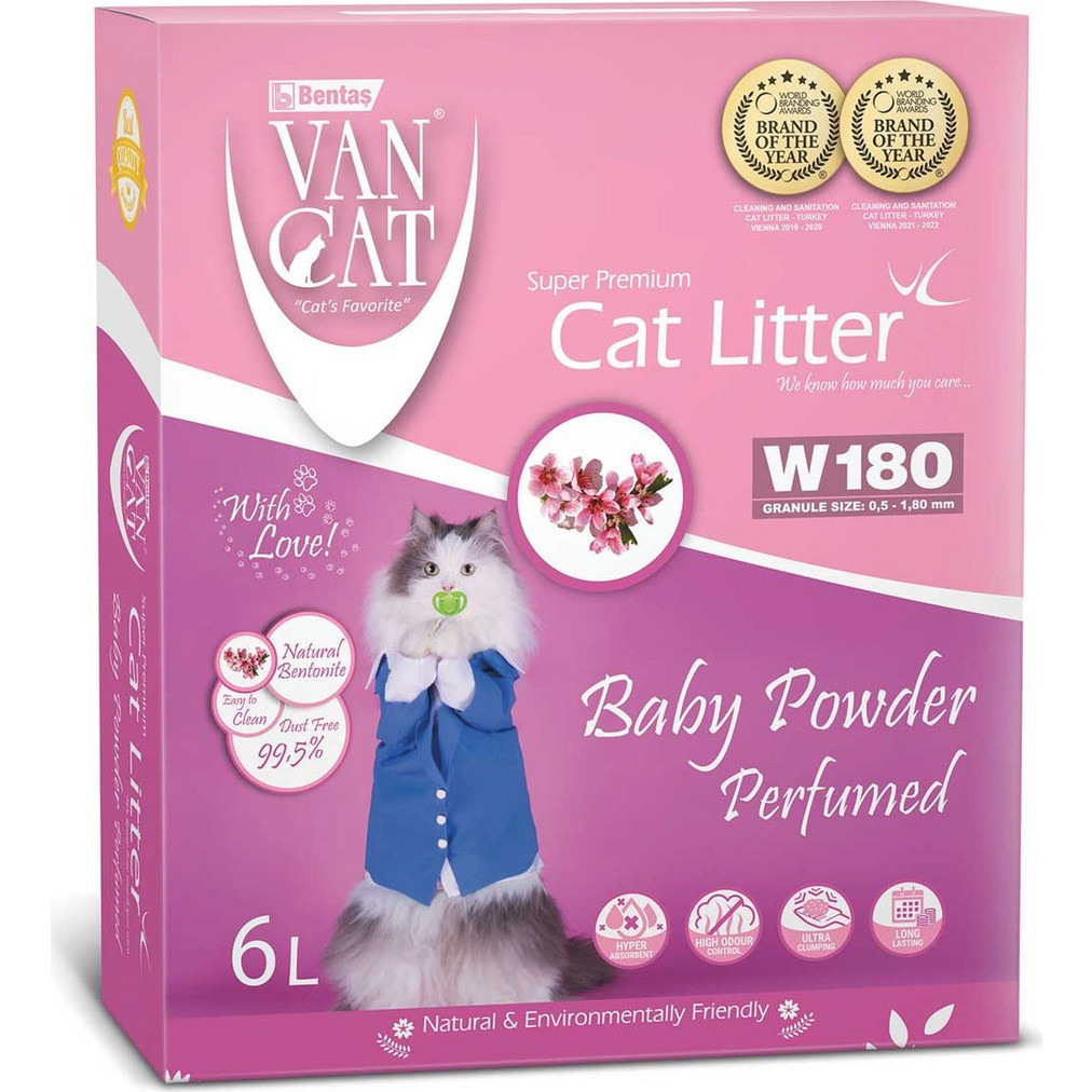 Van Cat Baby Powder Άμμος Γάτας Μπετονίτης με Άρωμα Πούδρα 6lt ...