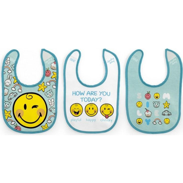 Lulabi Smiley Baby Boy Σετ Σαλιάρες από 100% Βαμβάκι με Αυτοκόλλητο ...