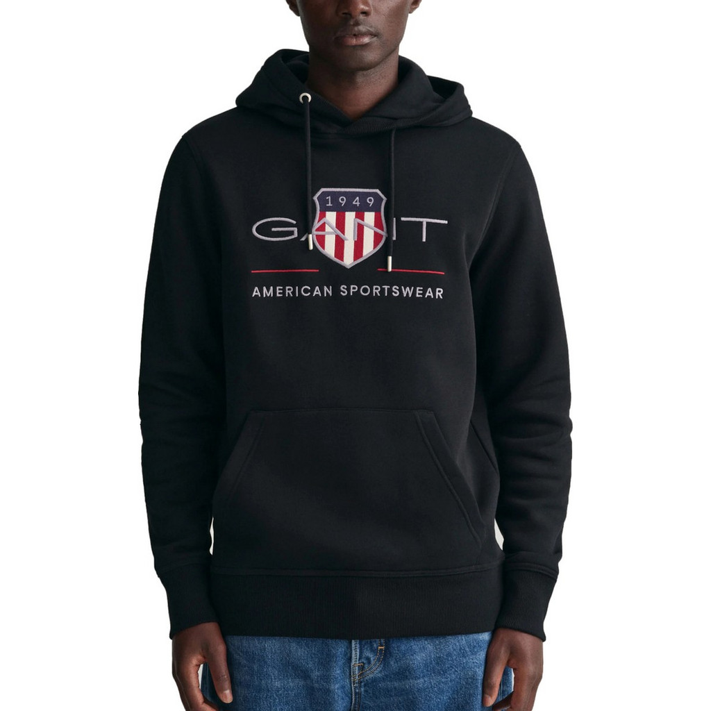 Gant Shield Ανδρικό Φούτερ με Κουκούλα & Τσέπες Μαύρο 3G2047082-005 ...