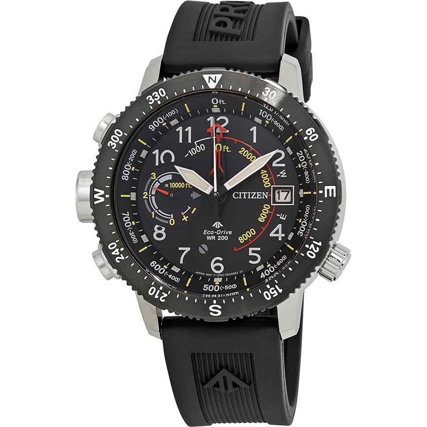 Citizen Promaster Altichron Ανδρικό Ρολόι Χρονογράφος με Μαύρο Καουτσούκ Λουράκι BN5058-07E ...