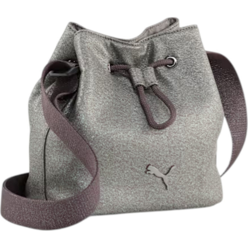 Puma Up Glam Bucke Γυναικείο Τσαντάκι Χιαστί Υφασμάτινο Γκρι με Ιμάντα ...