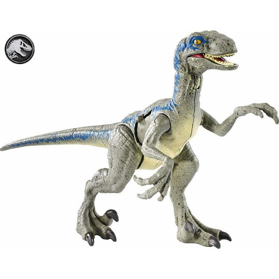 Mattel Jurassic World Dino Rivals Super Colossal Velociraptor Blue ...