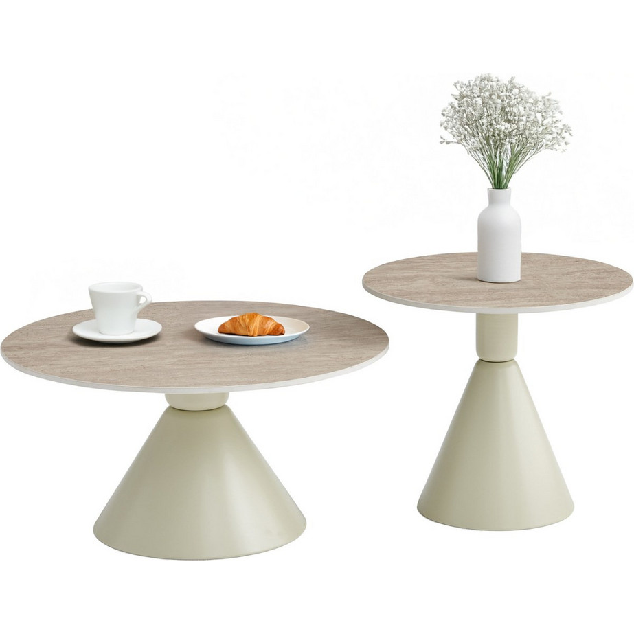 HomeMarkt Jen Βοηθητικά Τραπεζάκια Σαλονιού Στρογγυλά Ξύλινα με ...