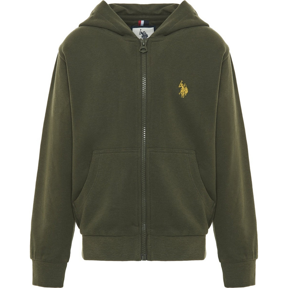 U.S. Polo Assn. Παιδική Ζακέτα Φούτερ με Κουκούλα και Φερμουάρ Χακί US42562001-249 | BestPrice.gr