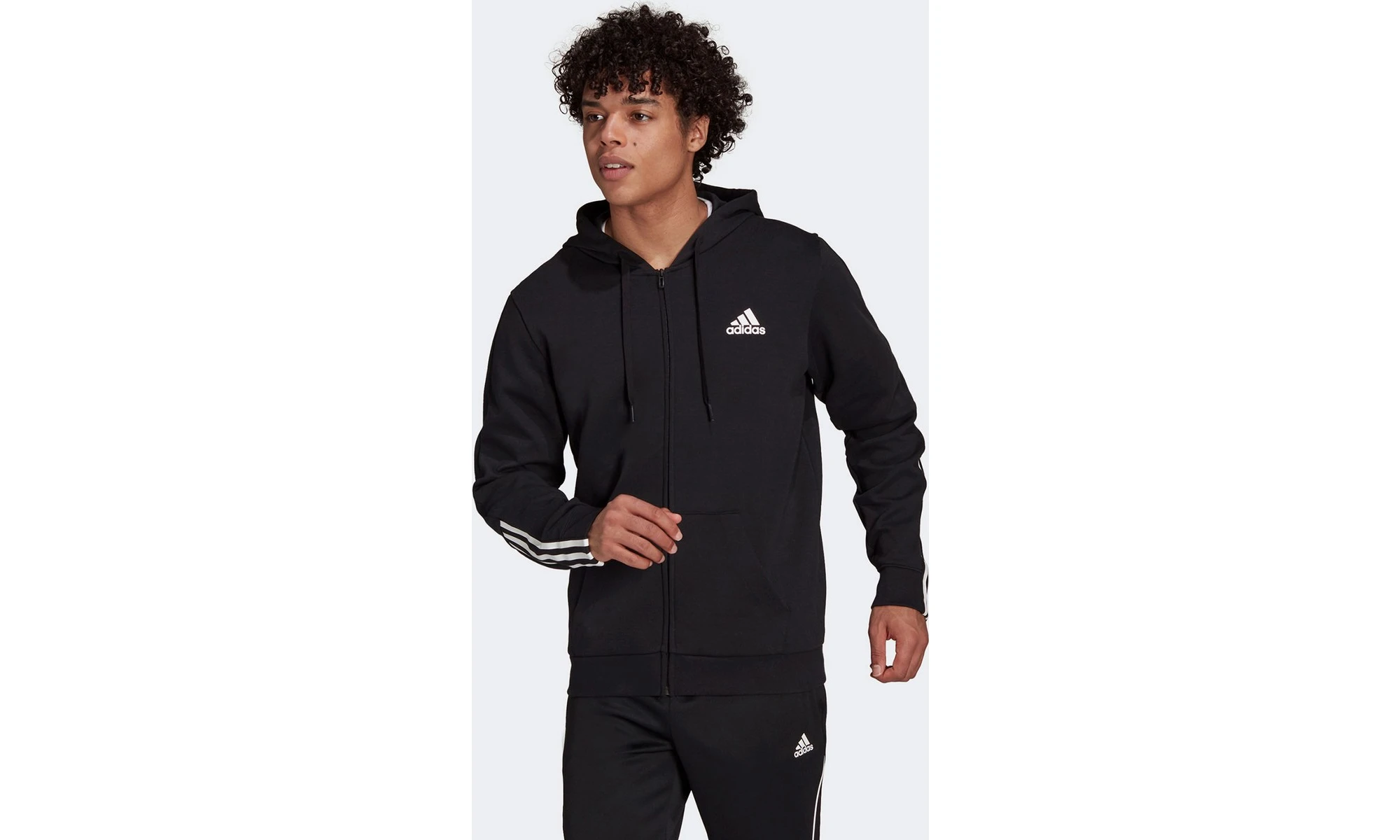 Adidas Essentials Double Ανδρική Ζακέτα Φούτερ με Κουκούλα και Φερμουάρ Μαύρη GS1581 | BestPrice.gr