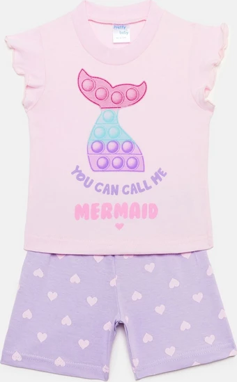 Pretty Baby Παιδική Πιτζάμα Βαμβακερή Καλοκαιρινή Λιλά 65541-193 ...