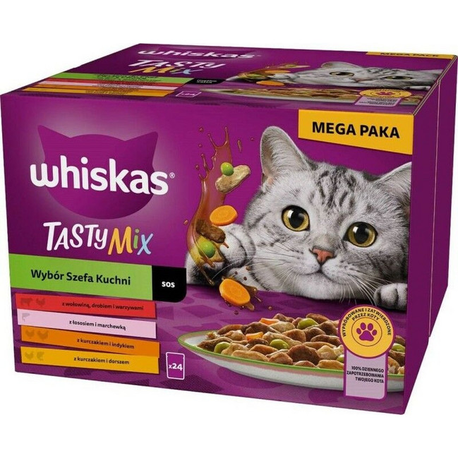 Whiskas Tasty Mix Adult with Chicken, Turkey, Beef & Cod in Gravy ...