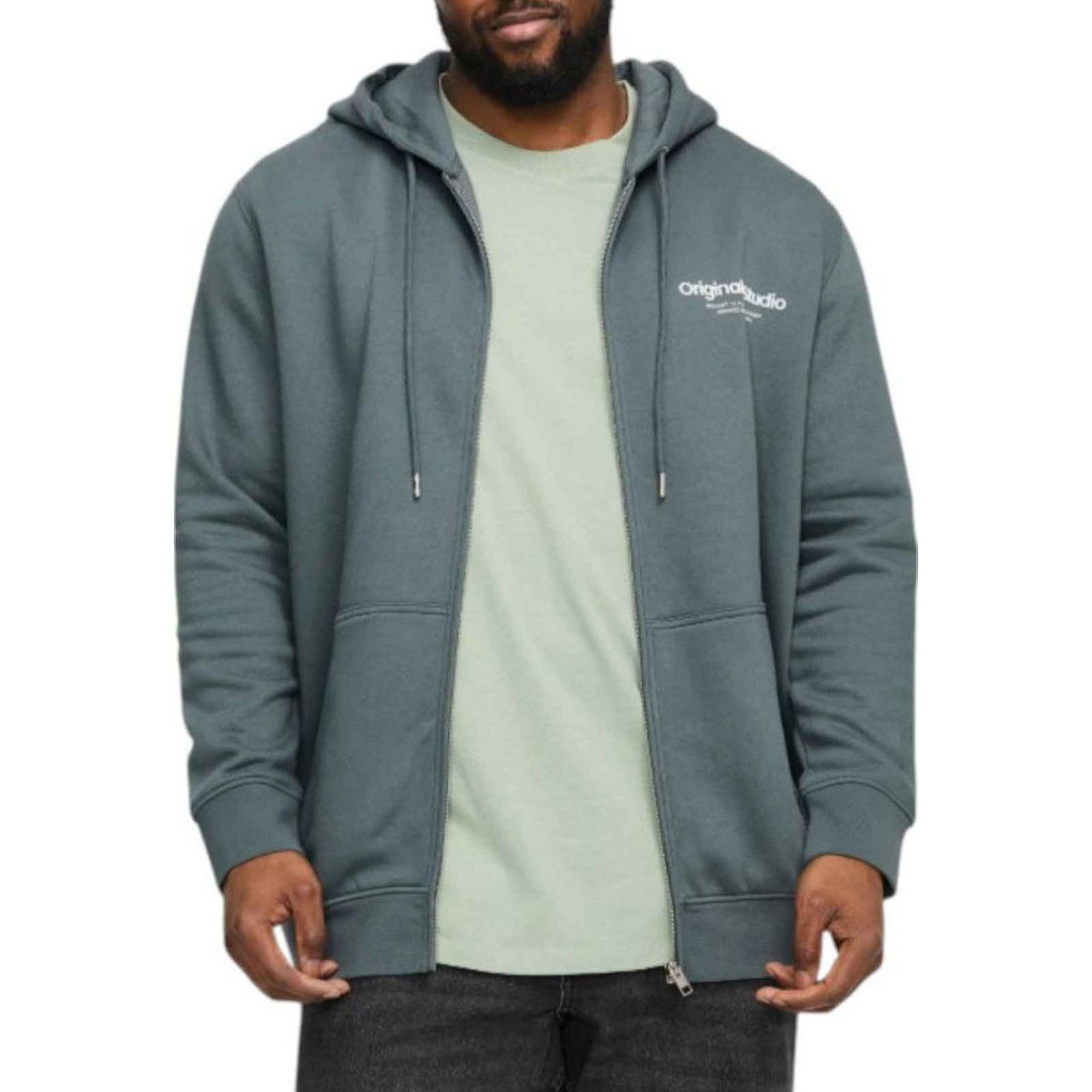 Jack & Jones Ανδρική Ζακέτα Φούτερ με Κουκούλα και Φερμουάρ Πετρόλ ...