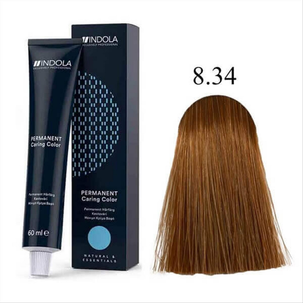 Indola Permanent Caring Color 8.34 Ξανθό Ανοιχτό Χρυσό Χάλκινο Μόνιμη ...