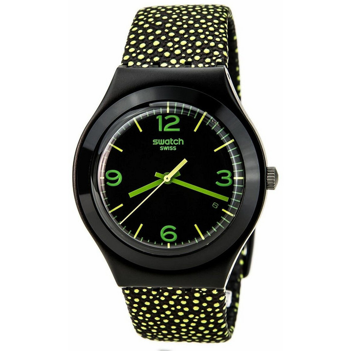 Swatch Yellow Drops Γυναικείο Ρολόι με Κίτρινο Δερμάτινο Λουράκι ...