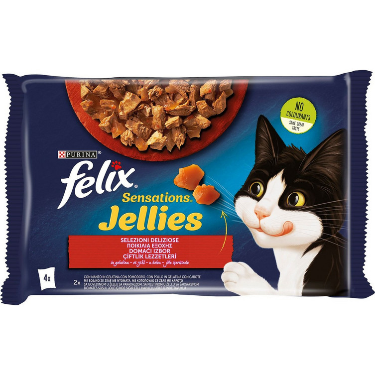 Purina Felix Sensations Jellies with Beef & Chicken in Jelly 4x85gr ...