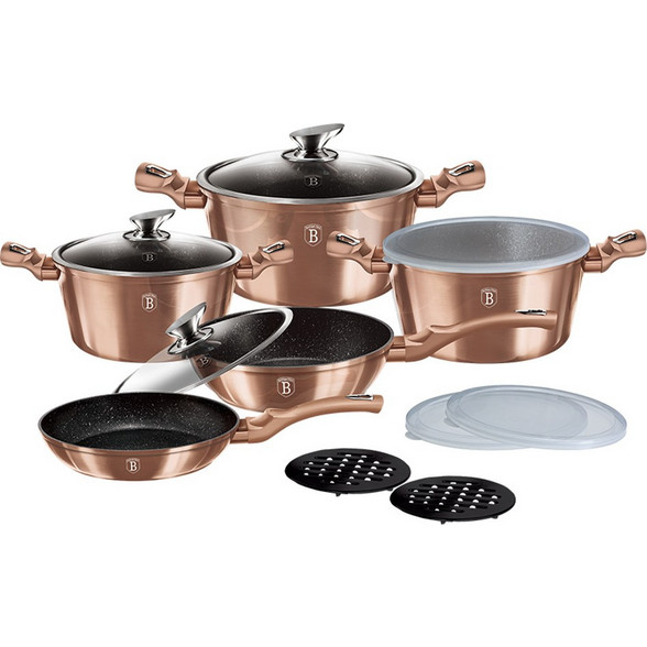 Berlinger Haus Rose Gold Metallic Line Σετ Μαγειρικά Σκεύη Αλουμινίου ...