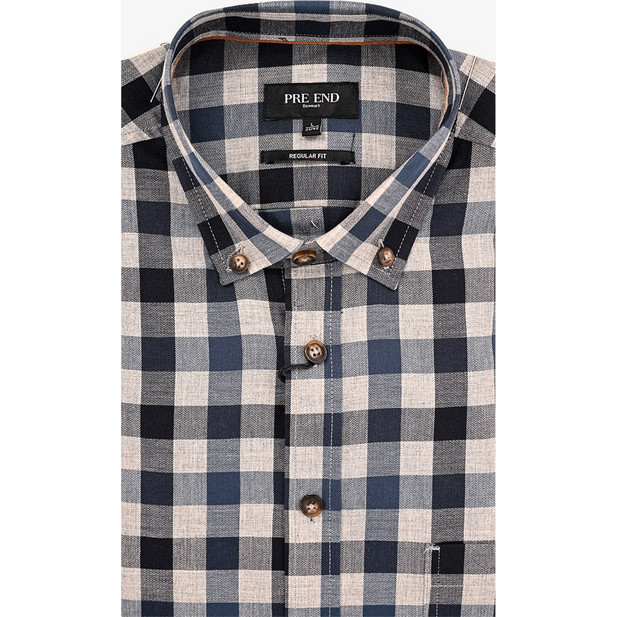 Pre End Ανδρικό Πουκάμισο Βαμβακερό Καρό Μακρυμάνικο Κανονική Γραμμή ...
