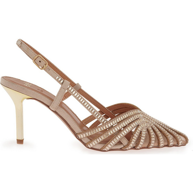 Exe Γόβες Slingback με Τακούνι Στιλέτο με Στρας Μπεζ W47005705-43H ...
