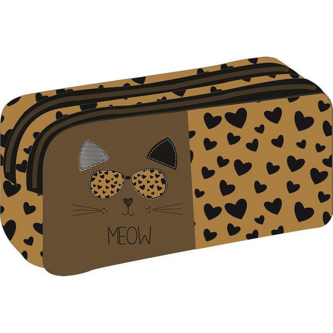 Must Meow Κασετίνα Βαρελάκι με 2 Θήκες Καφέ 587278 | BestPrice.gr