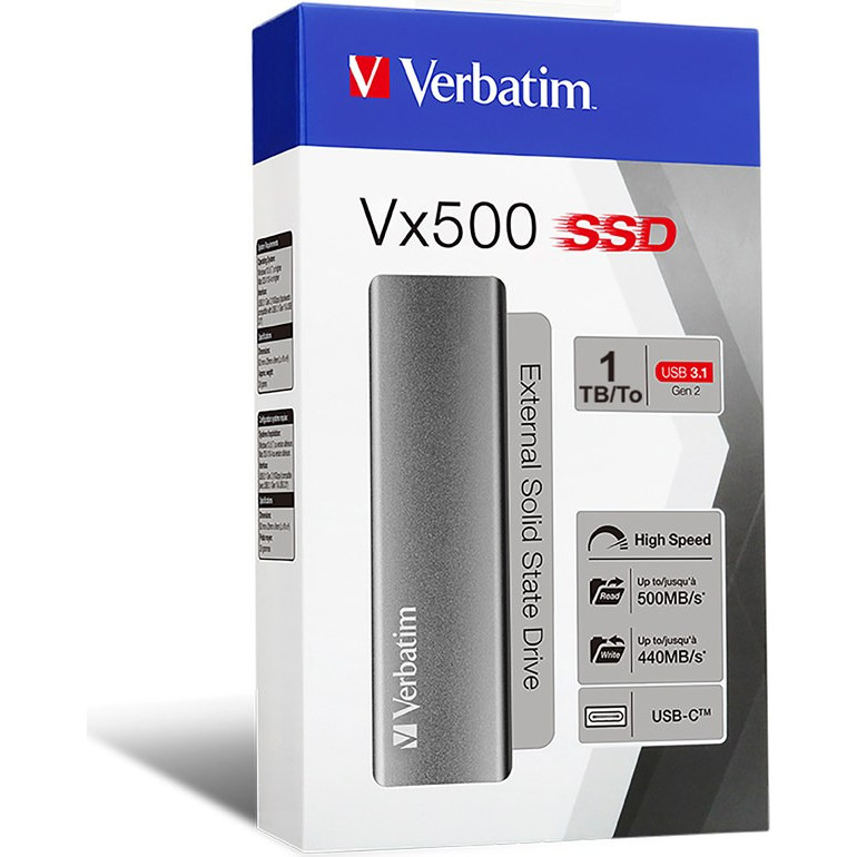 Verbatim Store 'n' Go Vx500 1TB Εξωτερικός Σκληρός Δίσκος SSD 2.5" USB 3.1 Grey | BestPrice.gr
