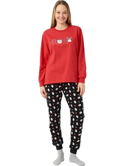 Minerva Σετ Γυναικείες Πιτζάμες Χειμωνιάτικες Βαμβακερές Μωβ Λευκές 90-53019-238 | BestPrice.gr