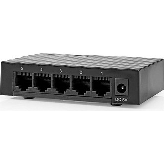 Nedis NSWH5P110BK Unmanaged L2 Switch με 5 Θύρες Ethernet 1000Mbps ...