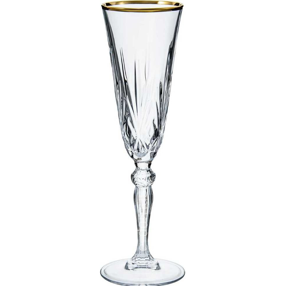 RCR Crystal Σετ Ποτήρια Σαμπάνιας Κρυστάλλινα Κολωνάτα Melodia Gold 160ml 6τμχ 0001647 ...